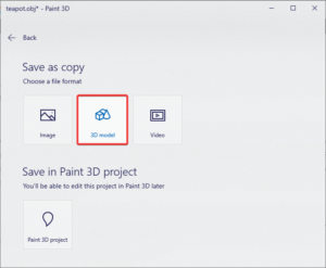 How to convert OBJ to FBX using Paint 3D in Windows?