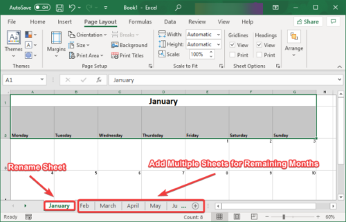 How to create a Calendar in Excel