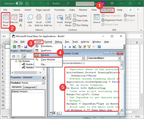 How to create a Calendar in Excel