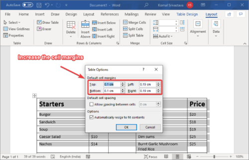 How to create a Restaurant Menu in Word