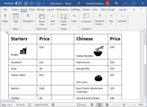 How to create a Restaurant Menu in Word