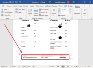 How to create a Restaurant Menu in Word