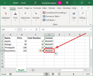 How to remove #NAME? Error in Excel?
