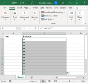How to create Barcode in Excel