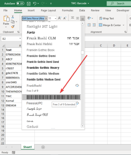How to create Barcode in Excel