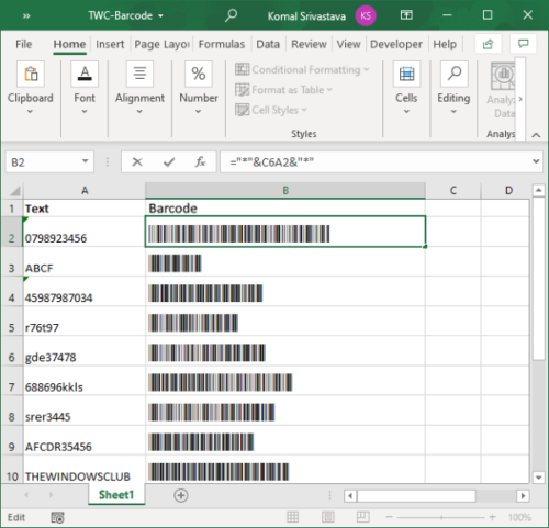 How to create Barcode in Excel