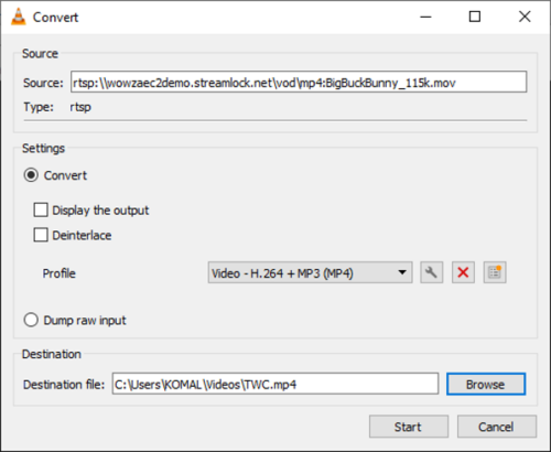 How to play RTSP Stream in VLC media player