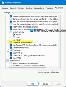 Disable Autocomplete and Inline AutoComplete in Explorer, Run