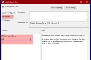 Change Delivery Optimization Cache Drive for Windows Updates