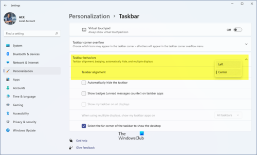 How to move Windows 11 Start Menu to left side