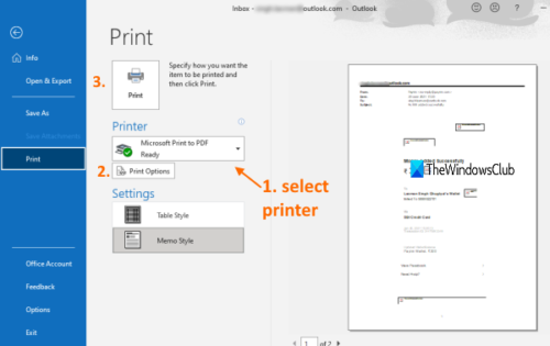 How to Print an Email from new Outlook app in Windows 11
