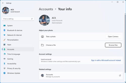 How to change User Account picture to a video in Windows 11