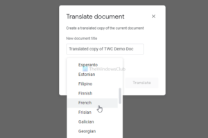How to translate Google Docs documents into any language