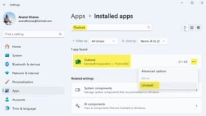 How to uninstall new Outlook or Mail App in Windows 11
