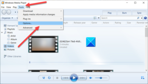 Disable Video or Song preview in Windows Media Player