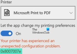Your Printer has experienced an unexpected configuration problem