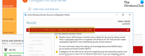 An Error Occurred While Trying To Configure This Machine As A Dc