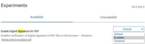 How to enable and validate Digital Signature for PDF in Edge