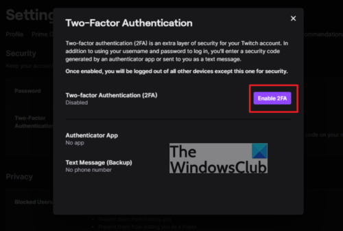 Twitch Error 788078D4, Two-factor authentication is required to stream