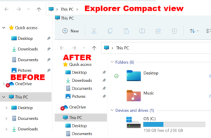 How to decrease space between items in Windows 11 Explorer