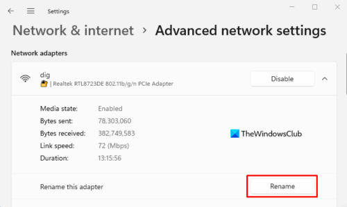 How to Rename WiFi Network Adapter on Windows 11/10