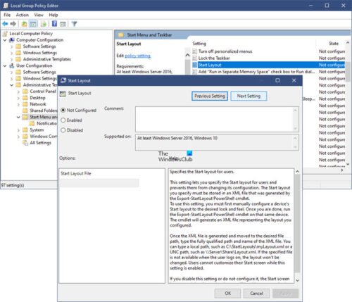 How to lock Start Menu layout in Windows 11/10