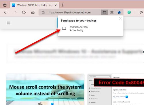 How to Sent Tabs to other devices with Microsoft Edge