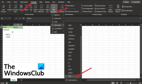 How to use the TYPE Function in Excel