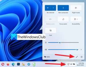 Add, Remove, Reset, Quick Action Center buttons in Windows 11