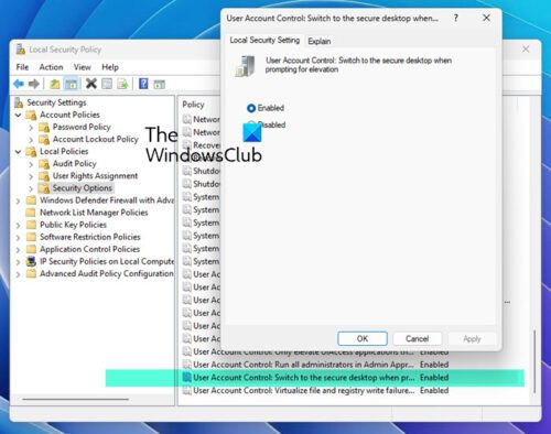 How to turn off or disable Secure Desktop in Windows 11/10