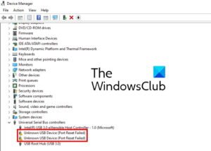 Unknown USB Device, Port Reset Failed error on Windows 11