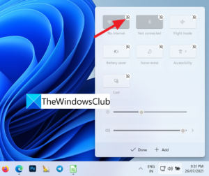 Add, Remove, Reset, Quick Action Center buttons in Windows 11