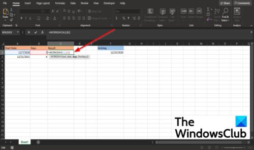 How to use the WORKDAY function in Excel