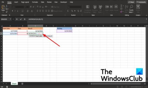 How to use the WORKDAY function in Excel