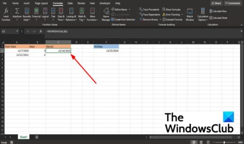 How to use the WORKDAY function in Excel