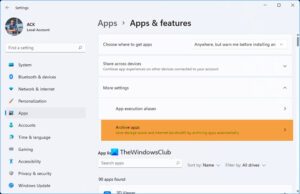 How to Enable or Disable Archive apps feature in Windows 11