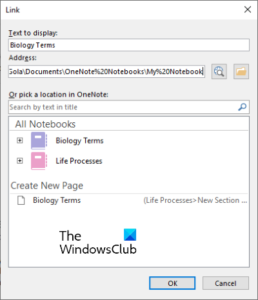 How to create links in OneNote