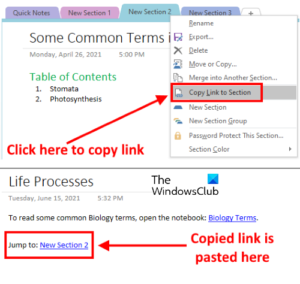 How to create links in OneNote