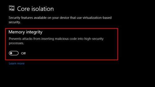 McAfee Security Scan Plus is not compatible HVCI mode enabled