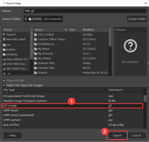 Edit Frames of Animated GIF using GIMP in Windows 11
