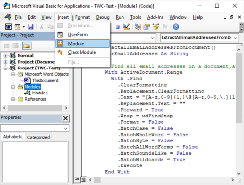 How to extract Email Addresses from Word document
