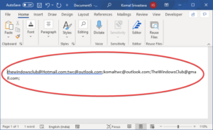 How to extract Email Addresses from Word document
