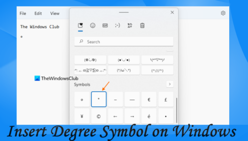 How to insert the Degree symbol on Windows 11/10