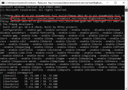 Play RTSP stream via Command Line Interface using FFmpeg