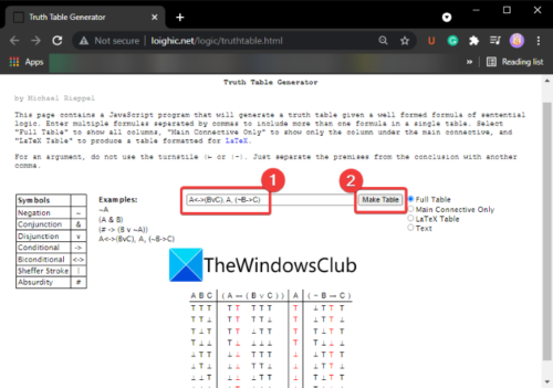 How to generate Truth Table on Windows PC