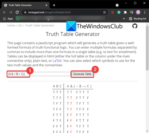 How to generate Truth Table on Windows PC