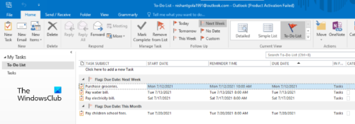 How to create Outlook tasks in OneNote