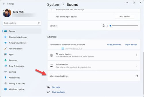 How to open Sound Settings on a Windows 11/10 computer