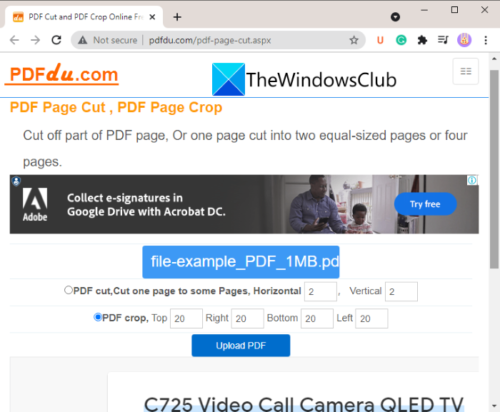 How to crop PDF Pages on PC using online tool or free software