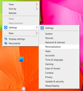 How to add Settings to Desktop context menu in Windows 11